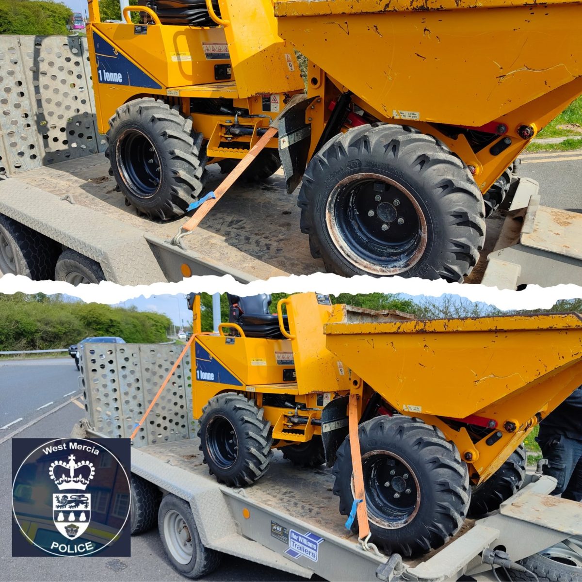 Dumper truck held down by one ratchet strip stopped on M5 - The Evesham ...